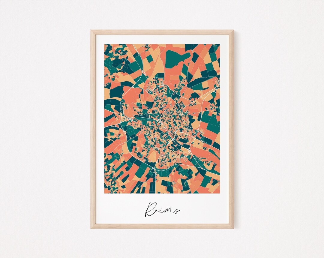 REIMS Unique Map of Reims, Reims Cathedral Poster, Reims Poster, Reims ...