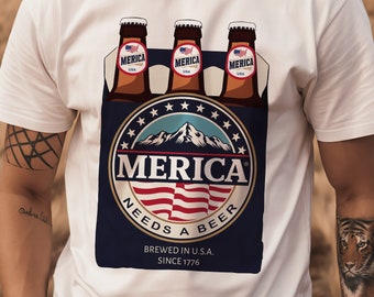 Merica Since 1776 Independence Day July 4th American Flag Eagle Beer ...