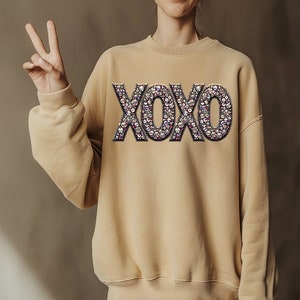 XOXO PNG Diamond Sparkly Glitter Faux Embroidery Png Patch Sequins Valentines Day Shirt Design ...