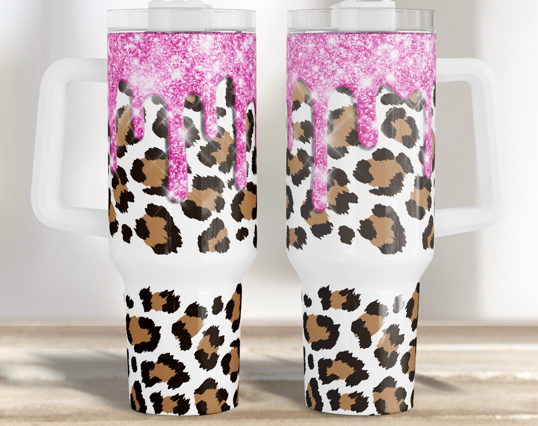 Fuchsia Pink Glitter Drip 40oz Quencher Handle Tumble Wrap PNG, Animal ...