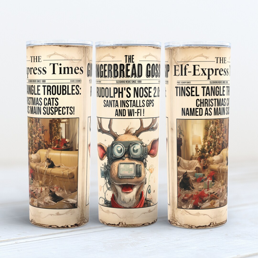 Christmas Tree 20 Oz Tumbler Wrap Newspaper Headlines for Sublimation ...