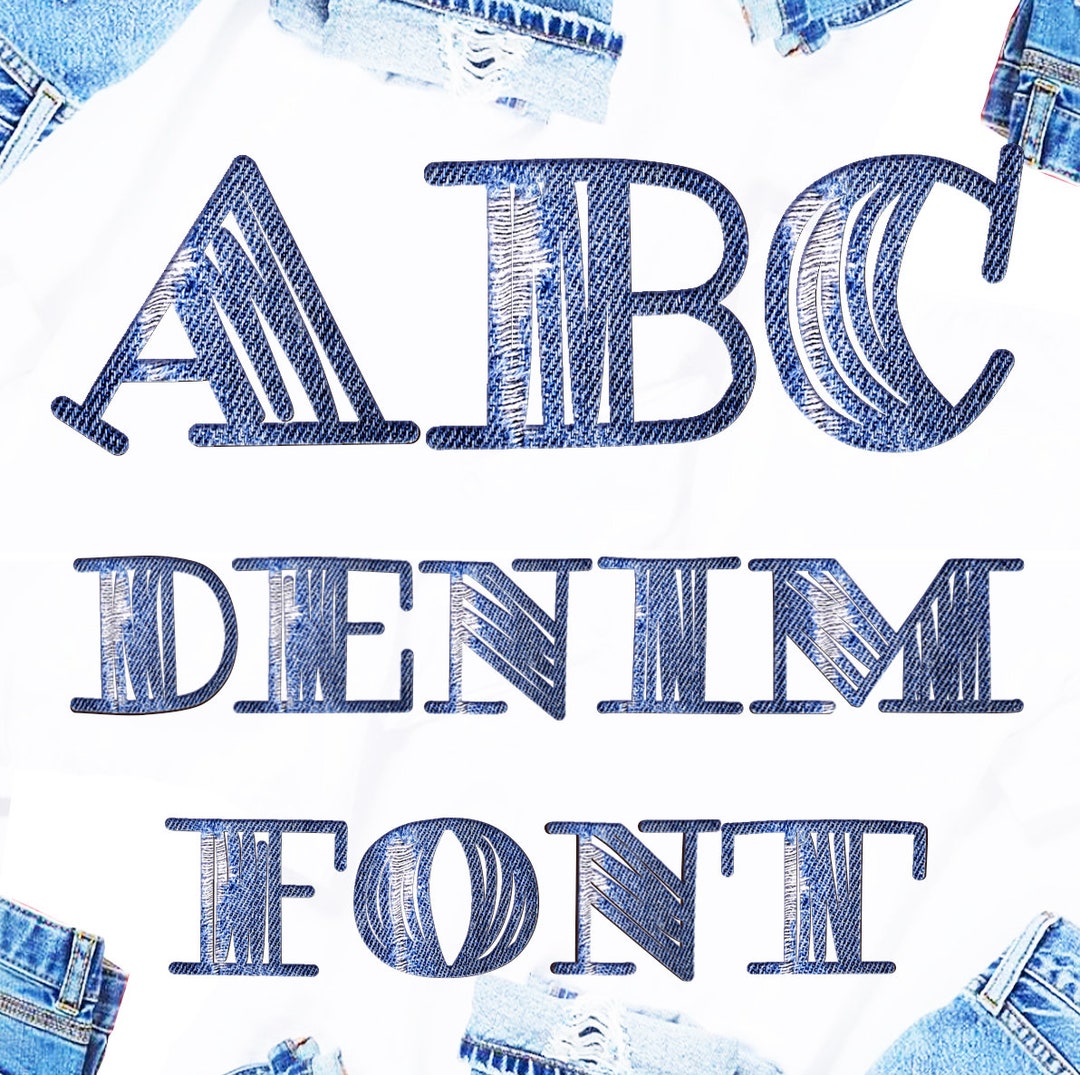 Clipart Digital Denim Jeans Font Download for Planner Stickers and More ...