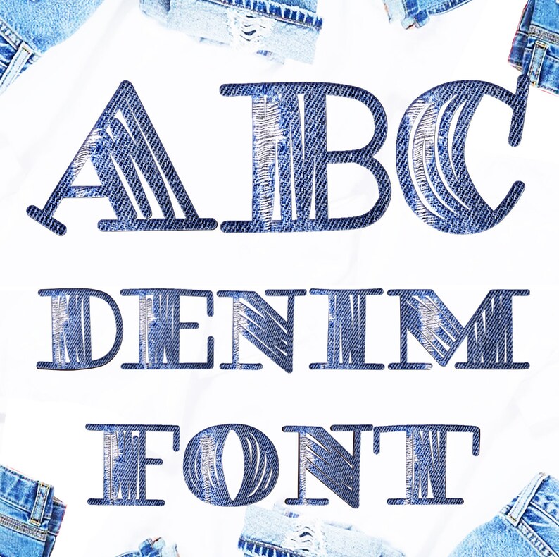 Clipart Digital Denim Jeans Font Download for Planner Stickers - Etsy