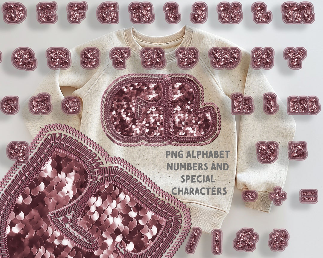Rose Gold Faux Sequins Embroidery Stitched Patch 81 PNG Files -alphabet ...
