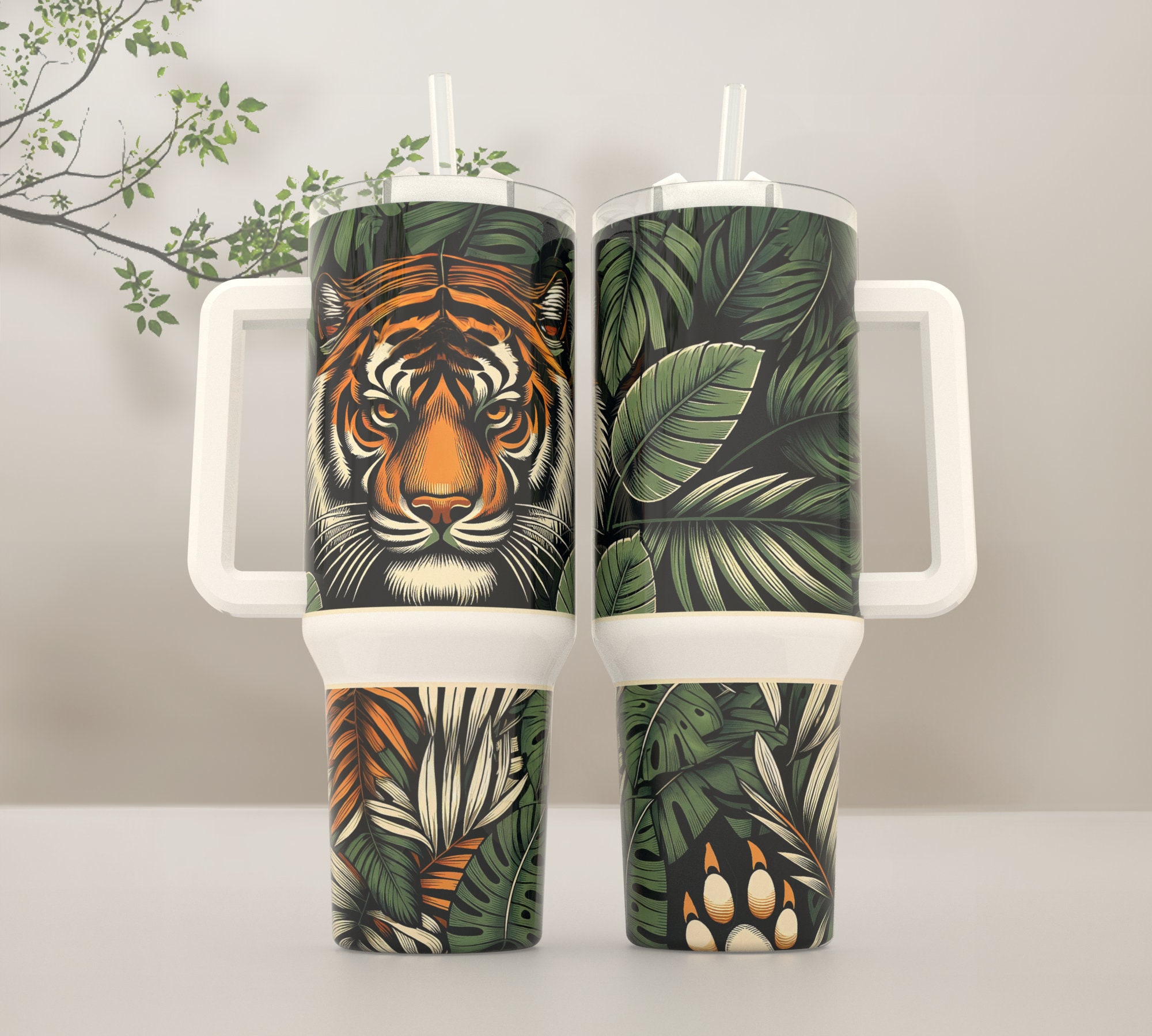 40oz Quencher Tumbler Wrap PNG a Tiger Wild Cat Paw in a - Etsy