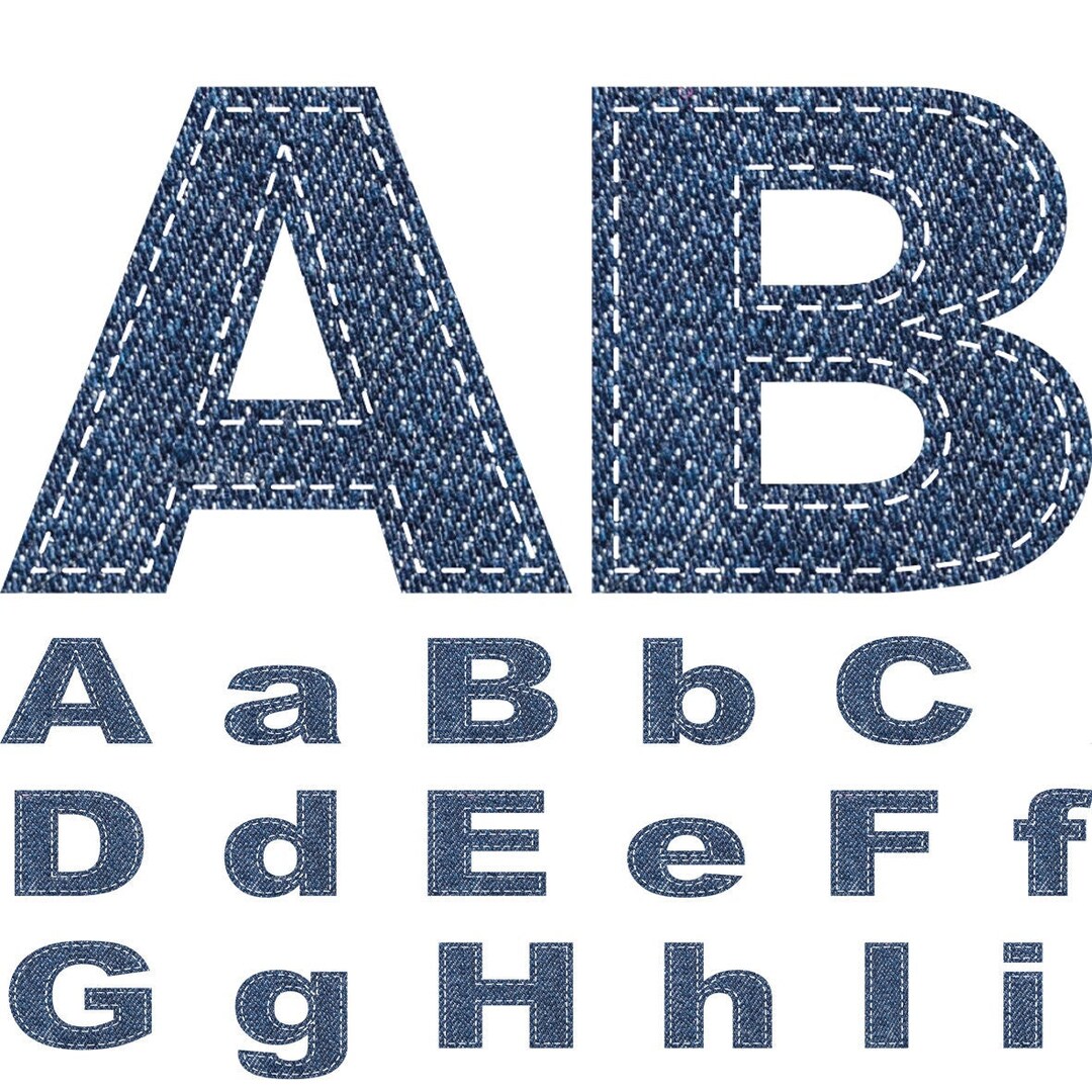 Denim Stitched Alphabet PNG: Capital and Lowercase Letters (digital ...