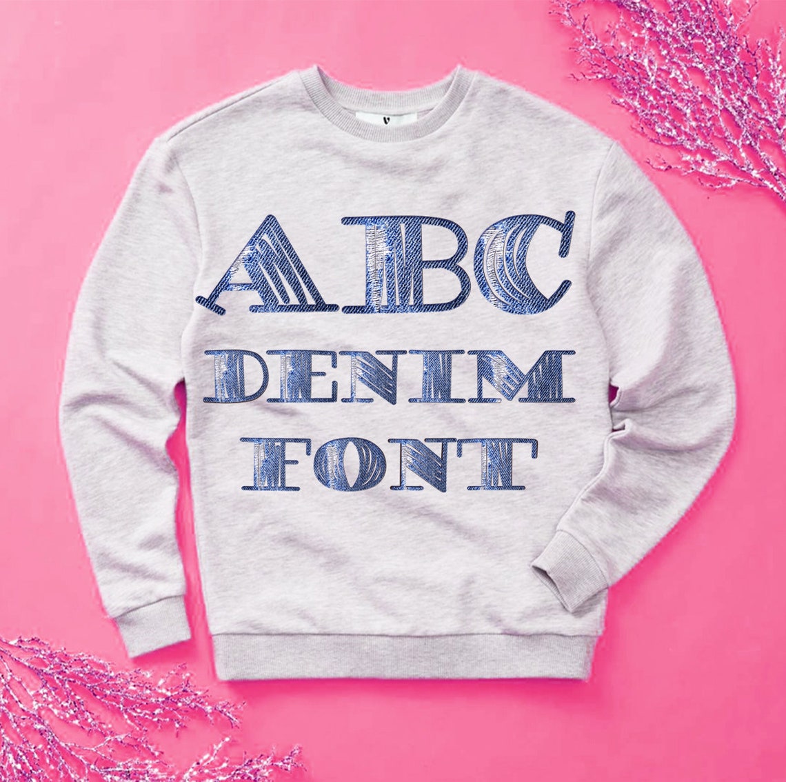 Clipart Digital Denim Jeans Font Download for Planner Stickers | Etsy