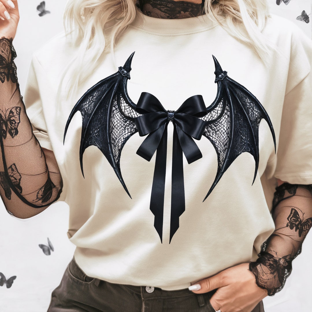 Halloween Bat Gothic Coquette Bow Witchy PNG Sublimation Download PNG ...