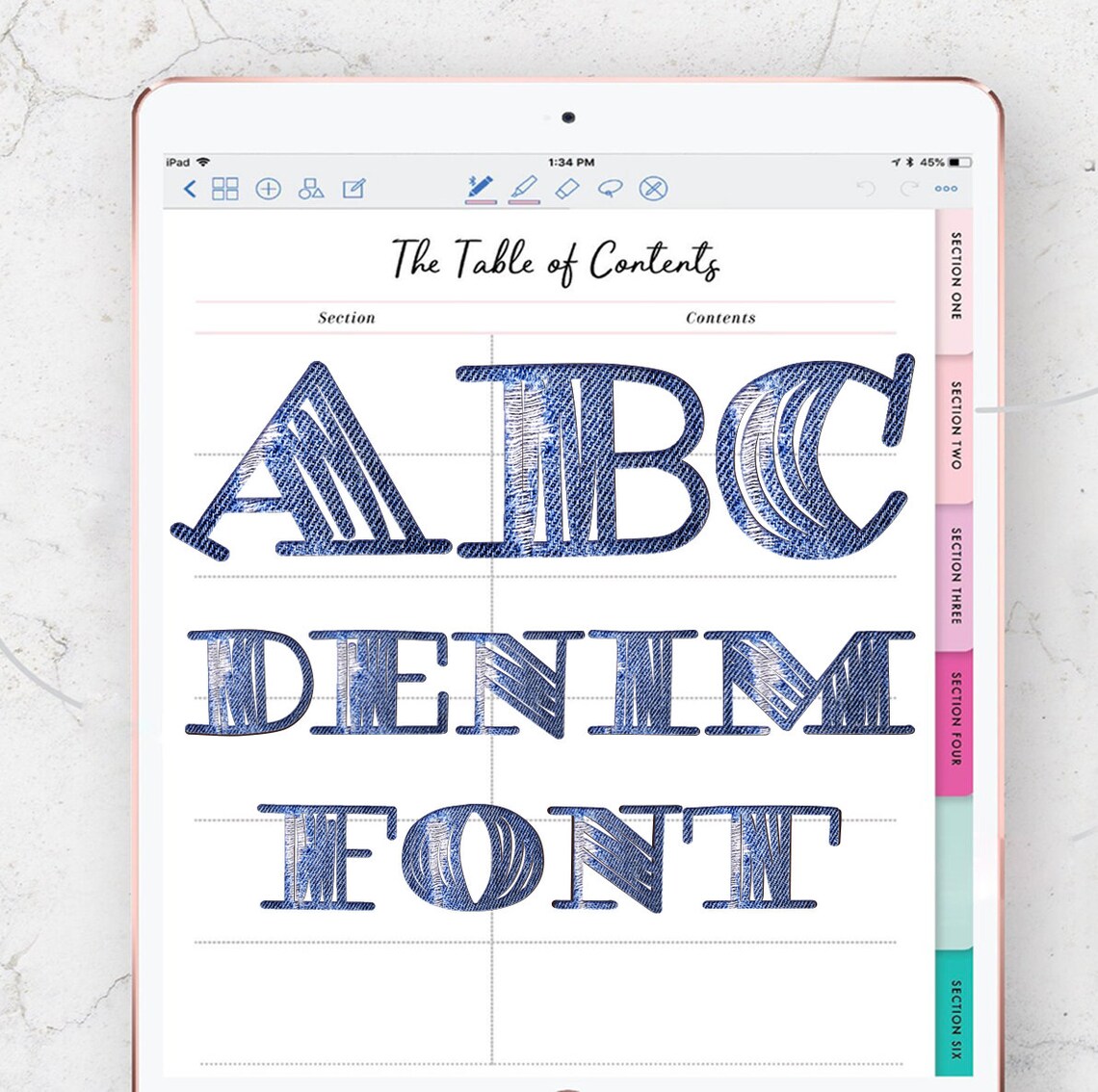 Clipart Digital Denim Jeans Font Download for Planner Stickers | Etsy