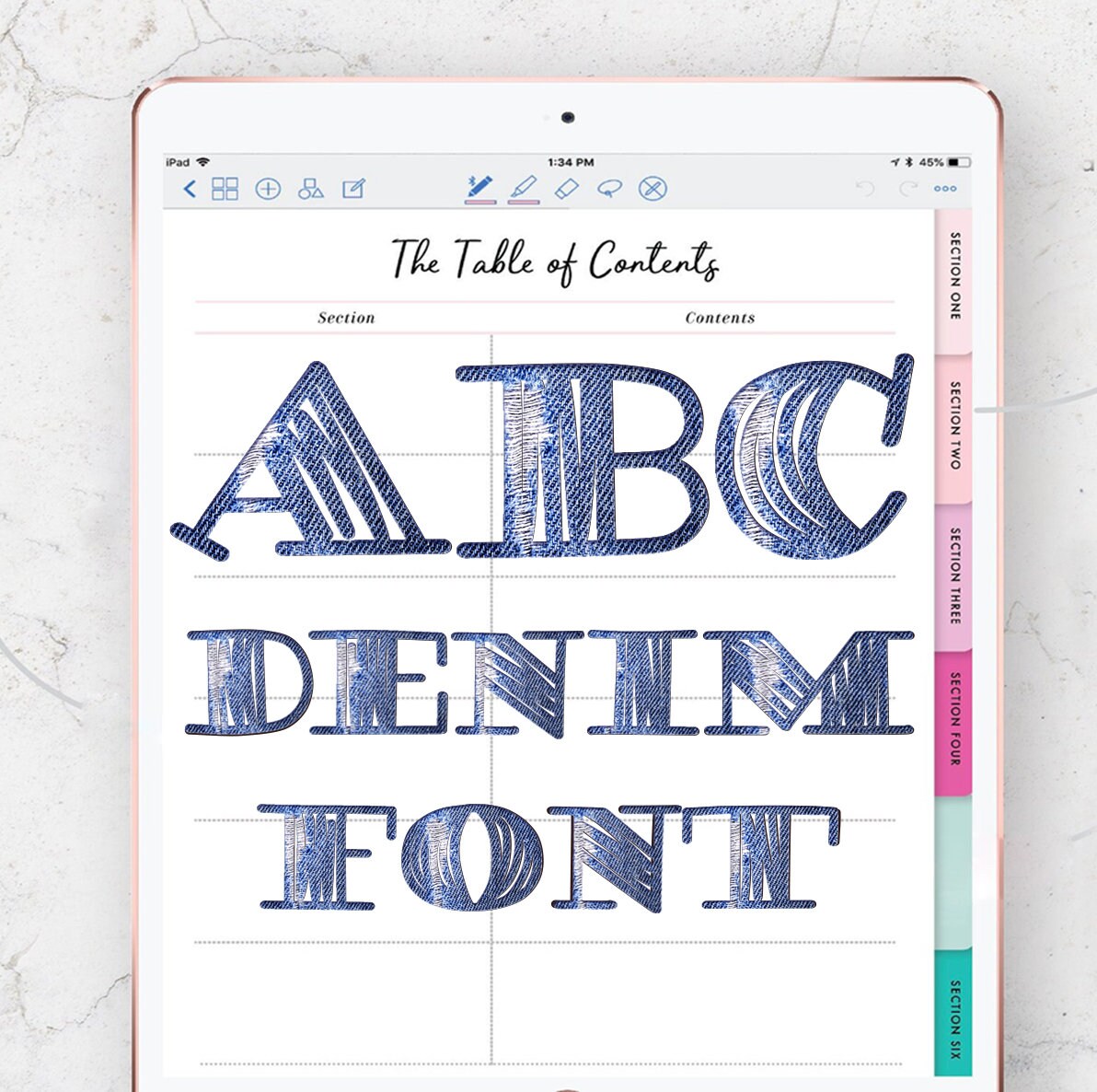 Clipart Digital Denim Jeans Font Download for Planner Stickers | Etsy