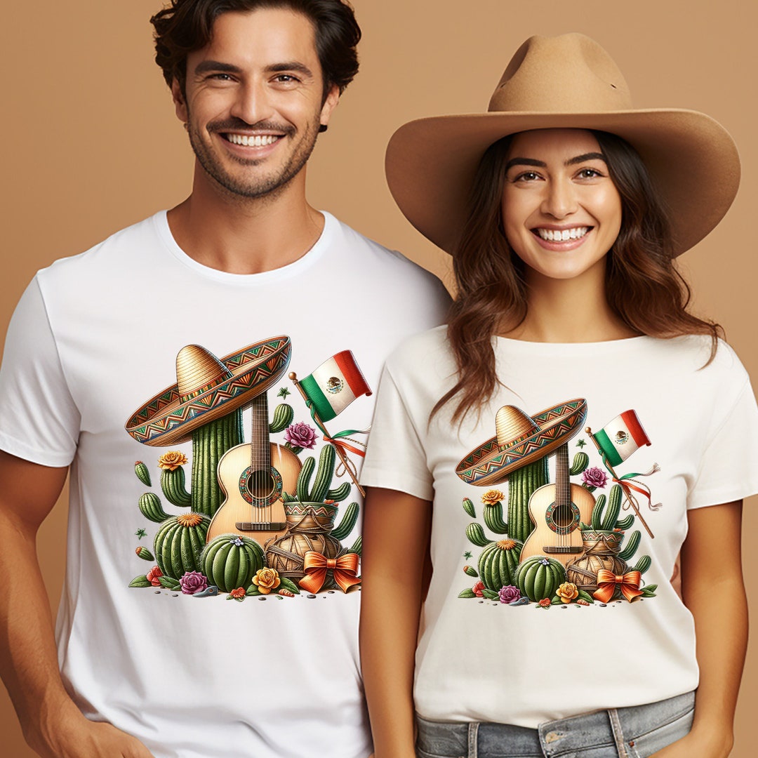 Mexican Fiesta Sublimation Design: Cactus, Sombrero, Guitar, Flowers ...