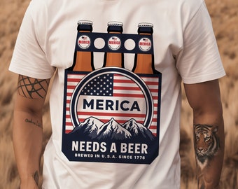 Merica Since 1776 Independence Day July 4th American Flag Eagle Beer ...