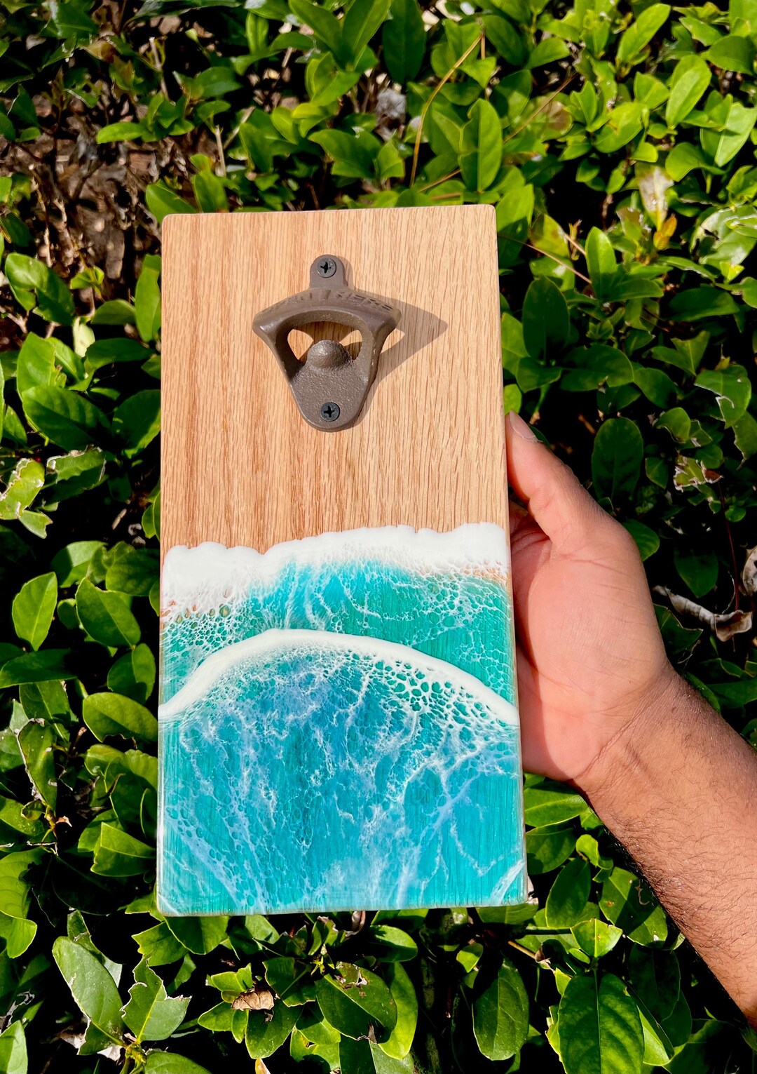 Oak Ocean Resin Art Bottle Opener: Coastal Bar Decor - Etsy