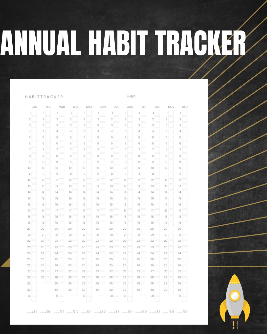 Annual Habit Tracker Printable | Goal Setting Planner | Daily & Monthly ...