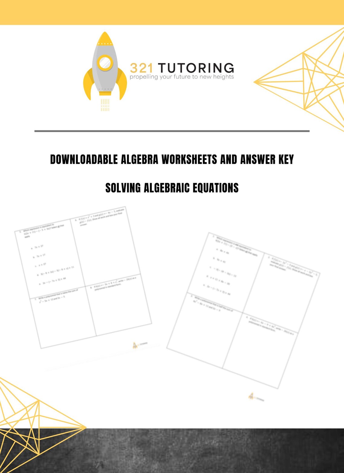 Solving Algebraic Equations Algebra Homeschool Worksheet and Answer Key ...
