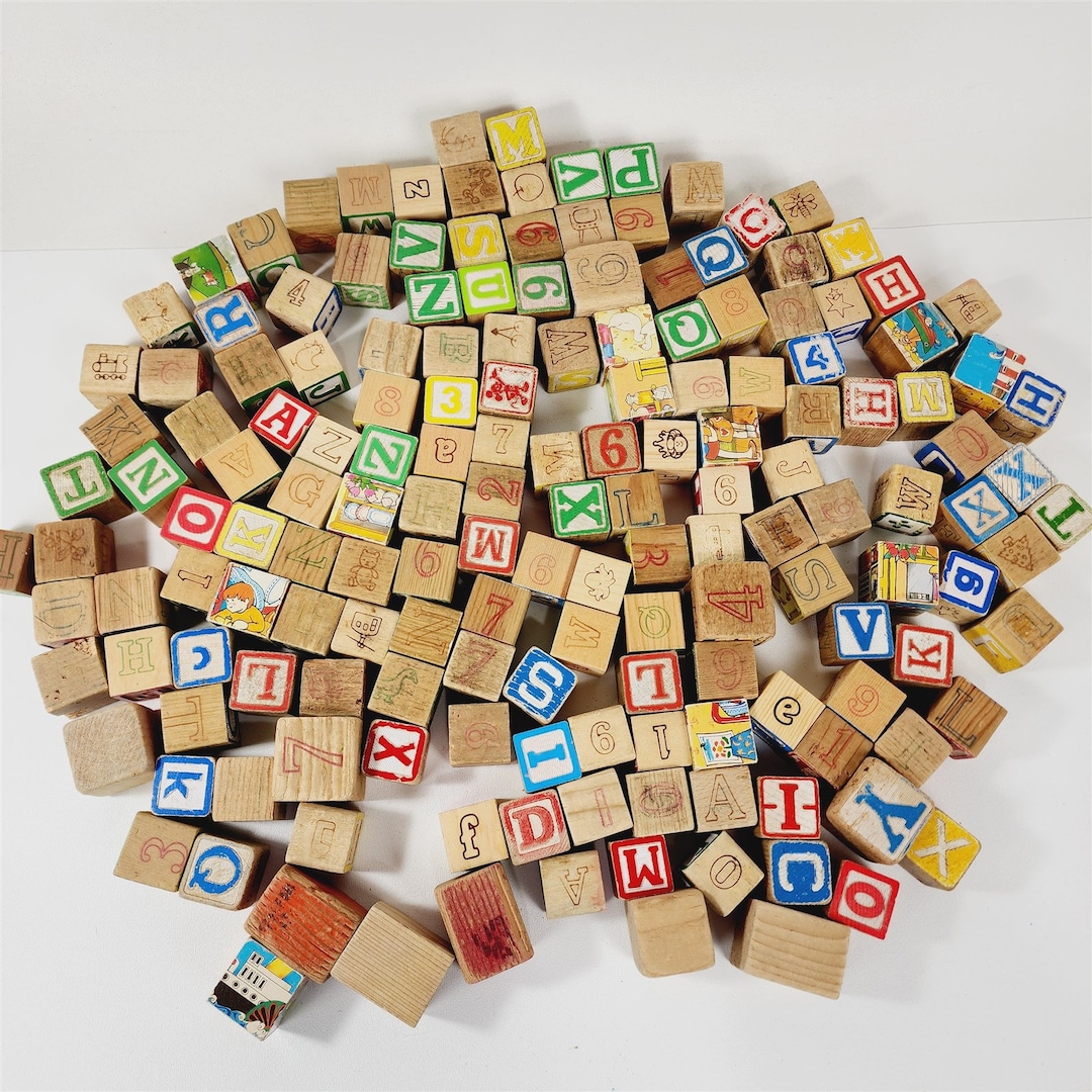 Lot of 150 Vintage Wood Toy Alphabet Letter Blocks Colorful - Etsy