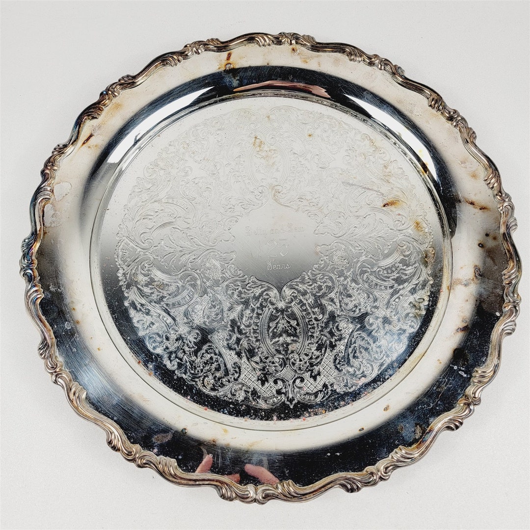 Oneida Georgian Scroll Silver Plated 15 Serving Platter Tray Inscribed ...