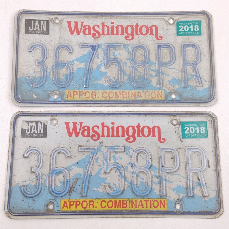 1990s WA State Apportioned License Plate Match Pair Blue - Etsy