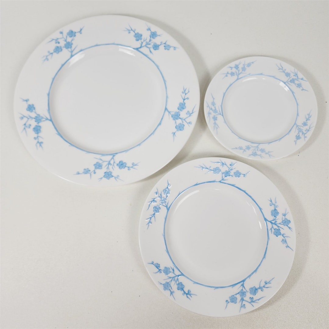 Spode Geisha Light Blue 3 Piece Place Setting Dinner Salad & Bread ...