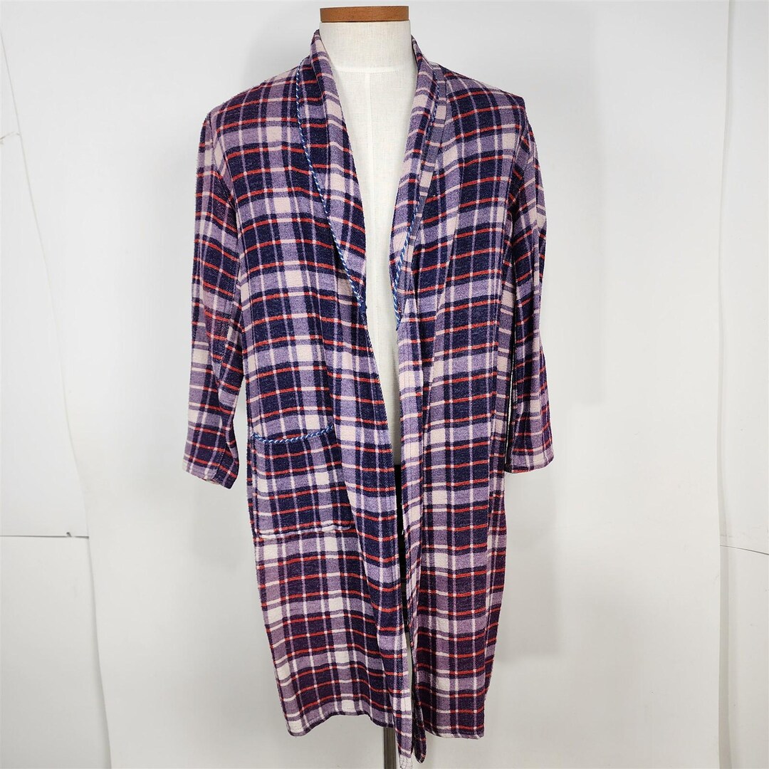 Vintage Blue/purple Red Plaid Beacon Style Robe - No Belt - Etsy
