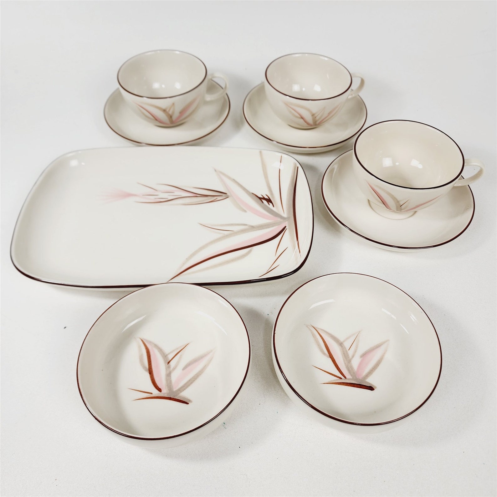 9 Piece Vintage Winfield China Dragon Flower Bowls Platter Tea Cups ...