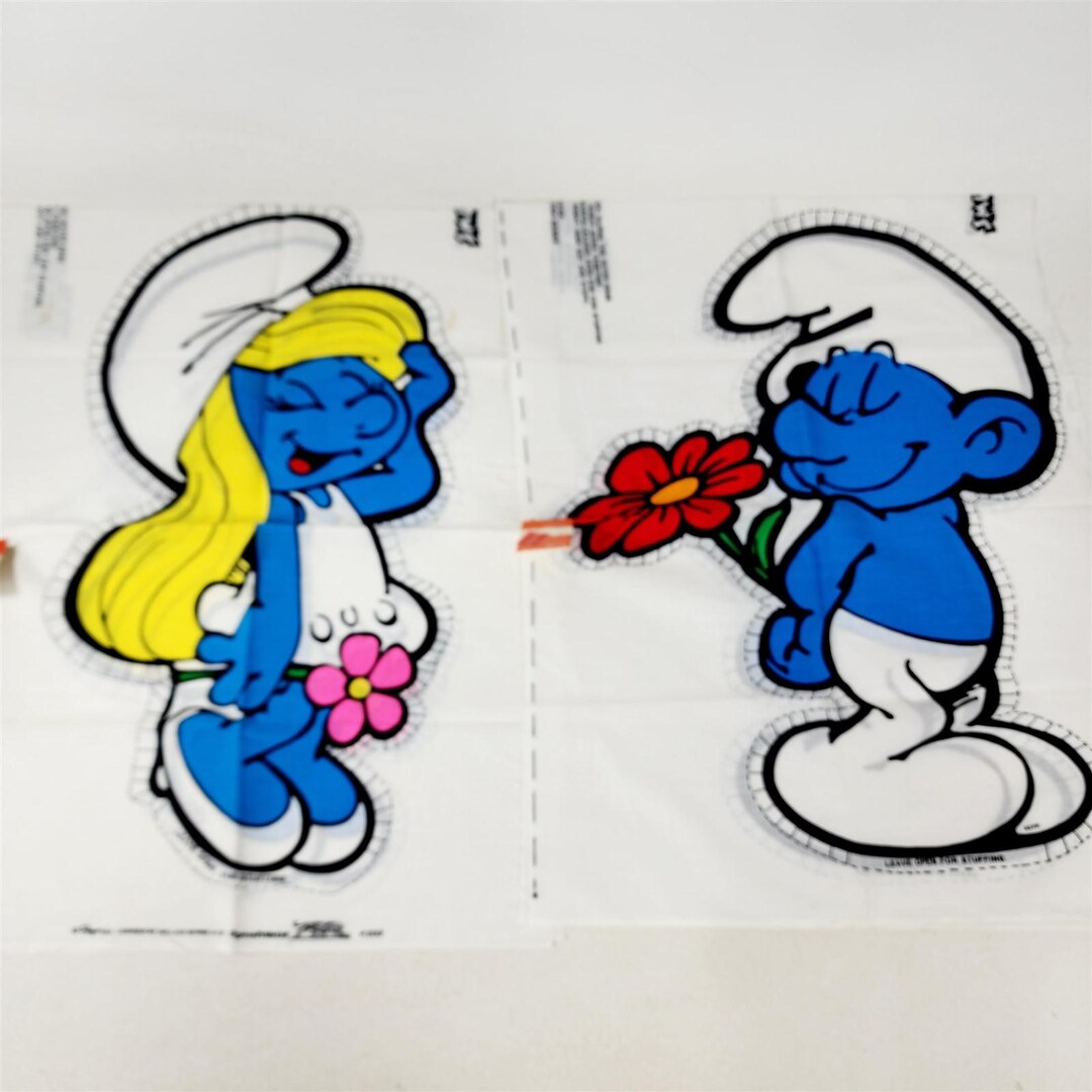2 Vintage 1982 Blue Smurf Fabric Cut Outs - 20" - Etsy