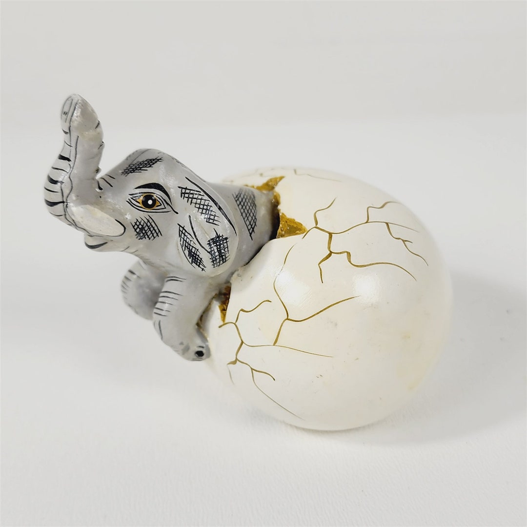 Vintage R. Miranda Hatching Egg Elephant Mexican Folk Art Hand Painted ...