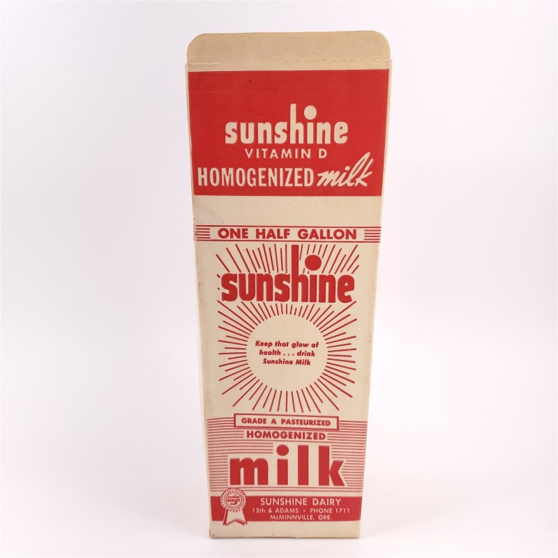 Waxed Milk Carton Un-used Sunshine Dairy Sunshine Mcminnville - Etsy