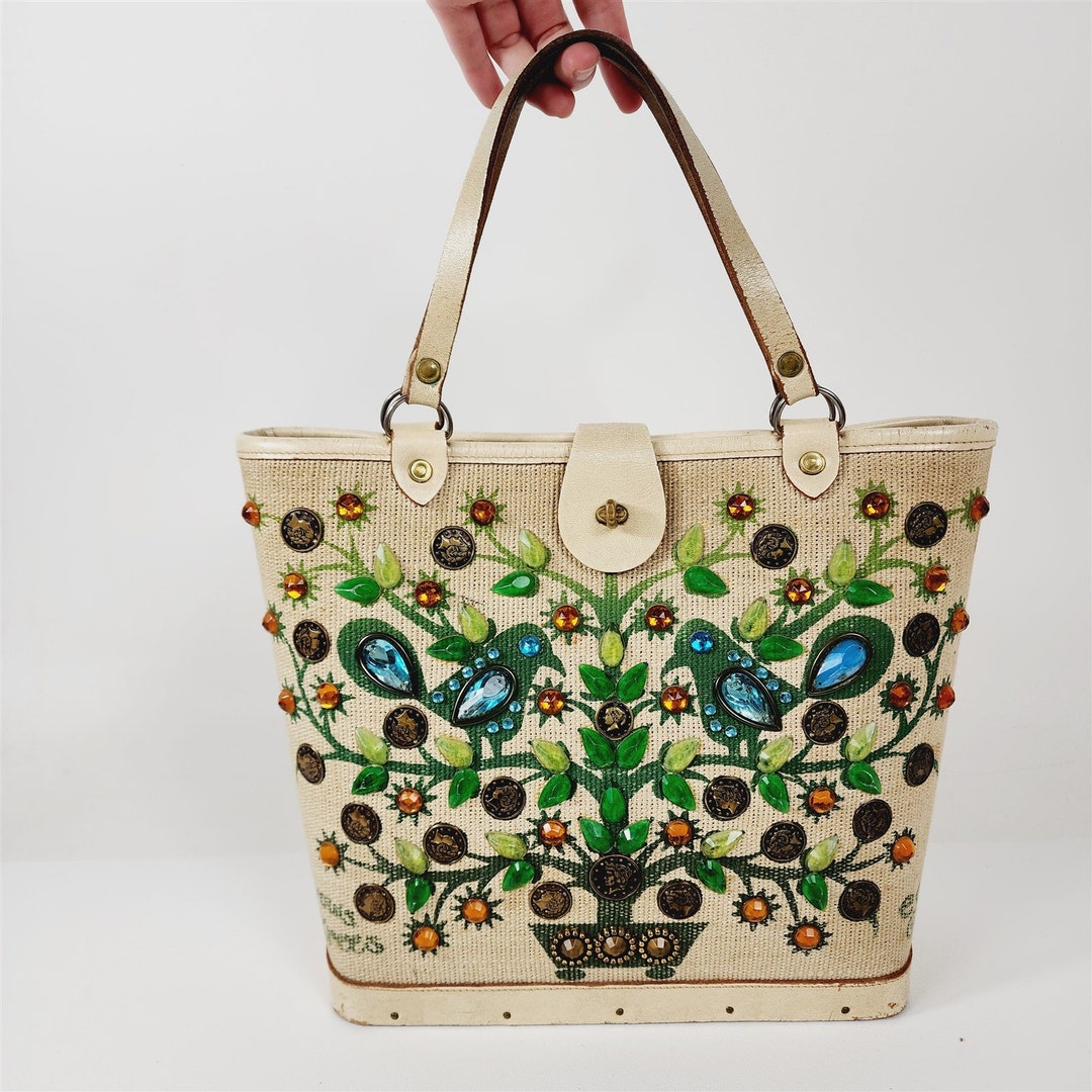 Vintage Enid Collins It Grows on Trees Jewel Patch Handbag Purse Money ...