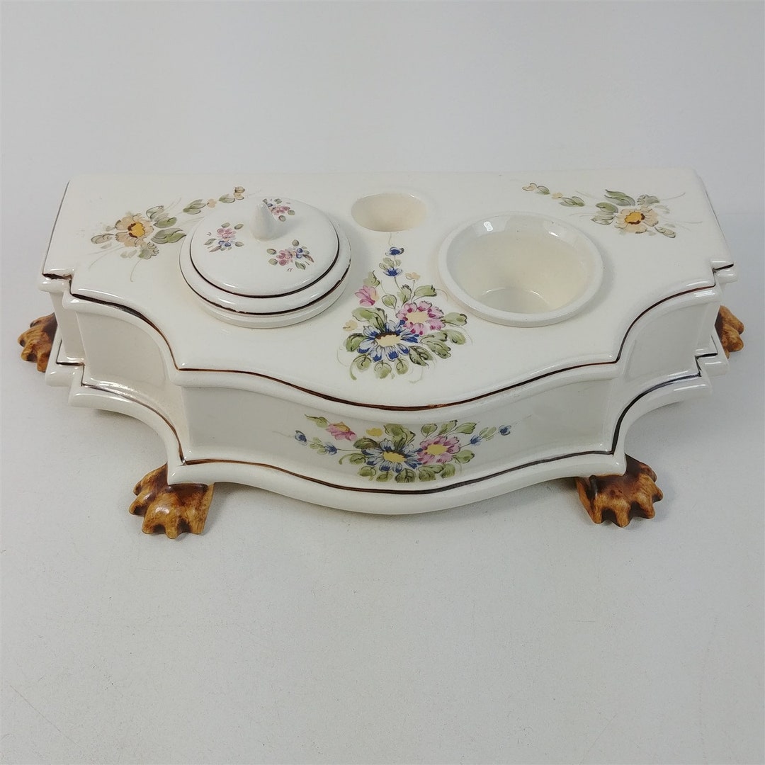 Sadek Japan Andrea Ceramic 7458 Inkwell Flowers Floral Pen Holder Desk ...