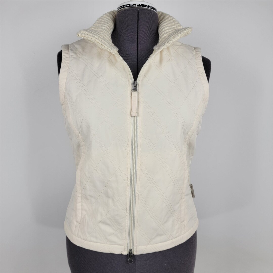 Columbia Cream Quilted Front Knit Back Vest Womens Size M - Etsy