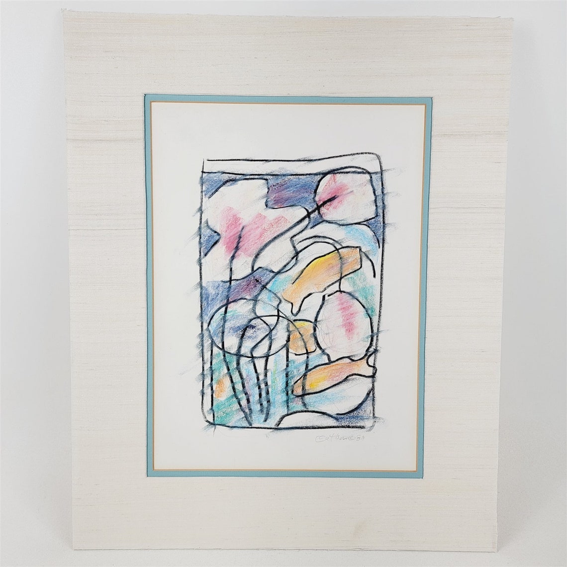 Ken Mattson Chalk Pencil Art Tulips & Goldfish - 14 X 10.5 - Matted Not ...