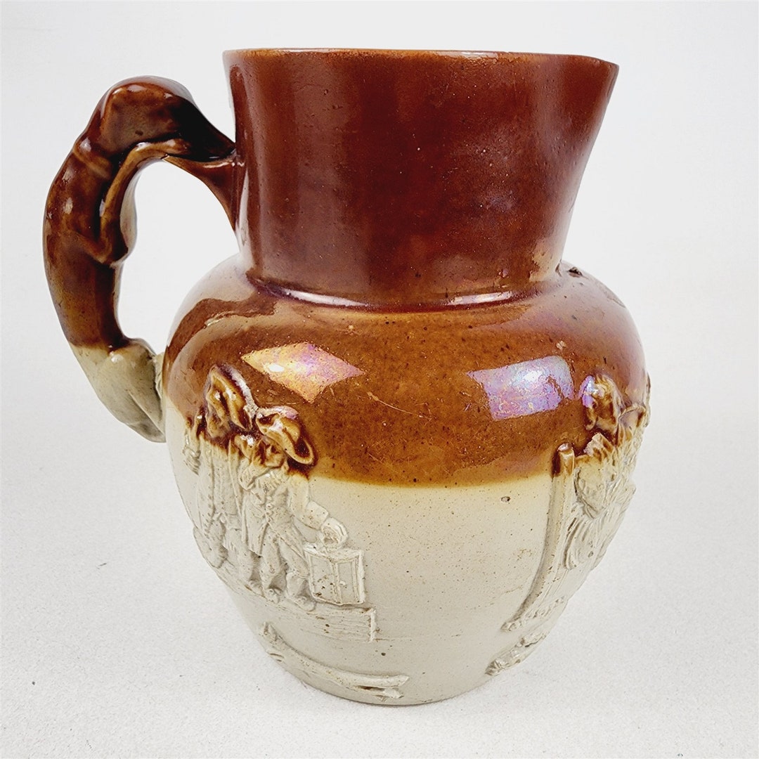 Vintage Stoneware Pitcher Dog Hound Handle Hunting Doulton Lambeth ...