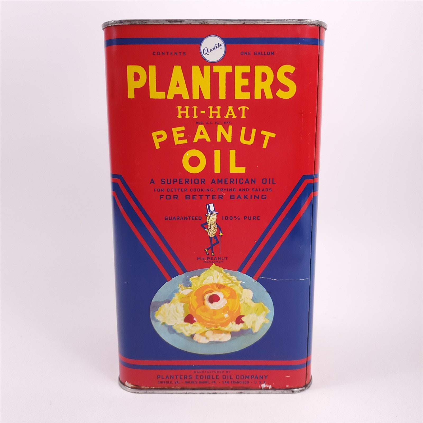Planters Hi Hat Peanut Oil One Gallon full Tin - Etsy