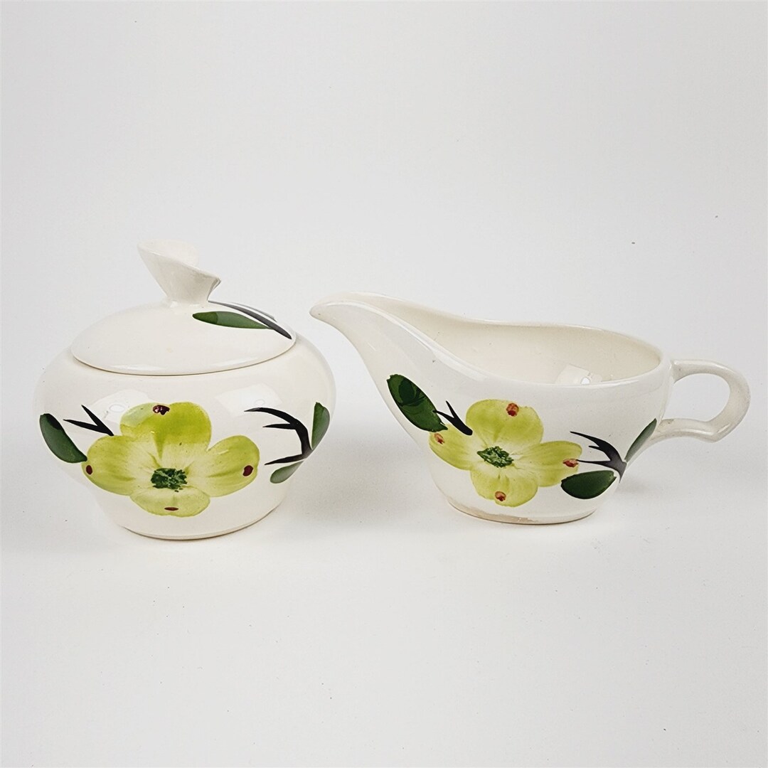 Vintage Blue Ridge Southern Pottery Dixie Dogwood Creamer & Sugar Bowl ...