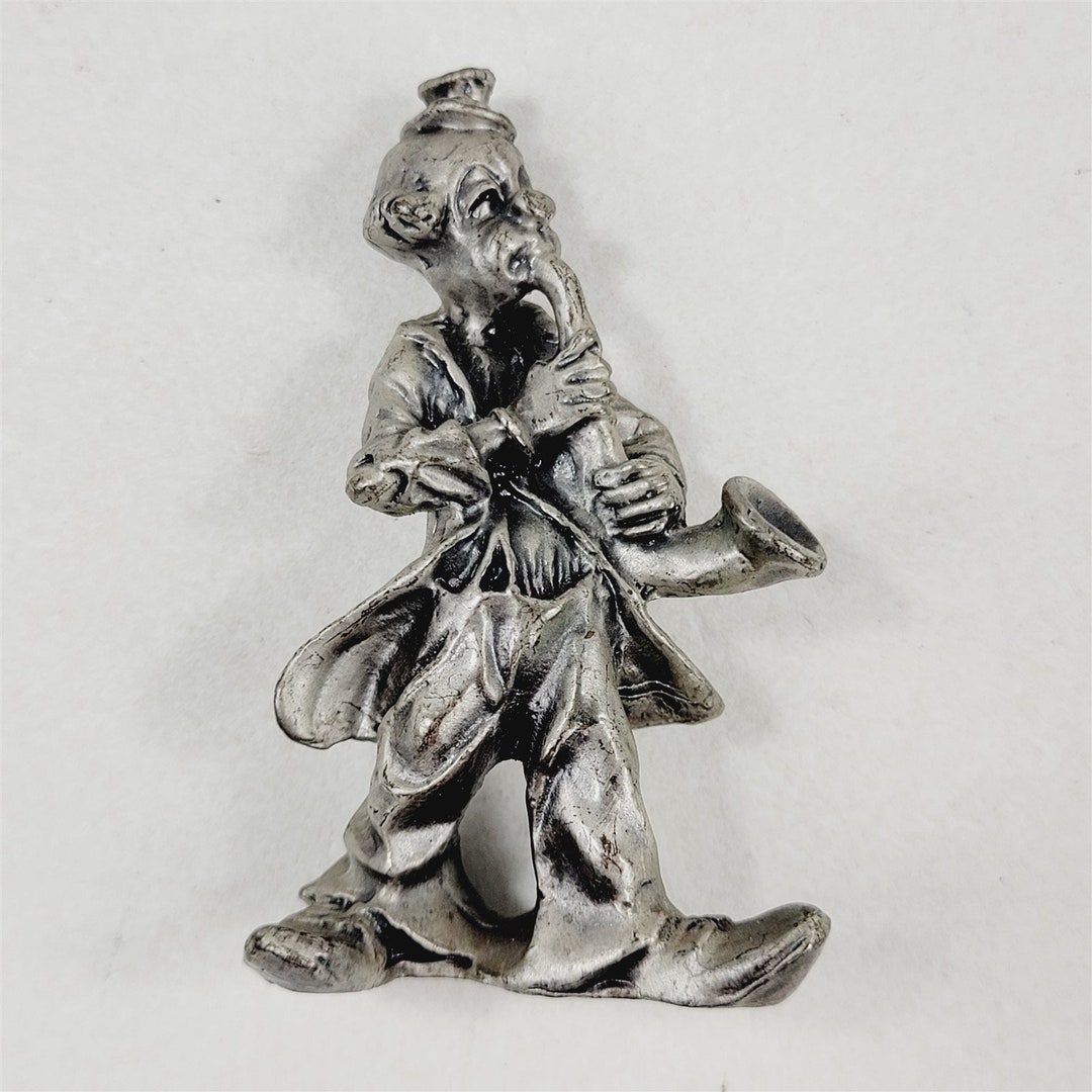 Vintage Solid Pewter Hobo Musical Clown Playing a Saxophone Instrument ...