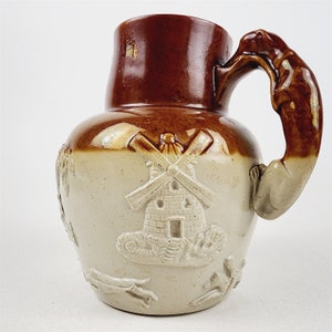 Vintage Stoneware Pitcher Dog Hound Handle Hunting Doulton Lambeth ...