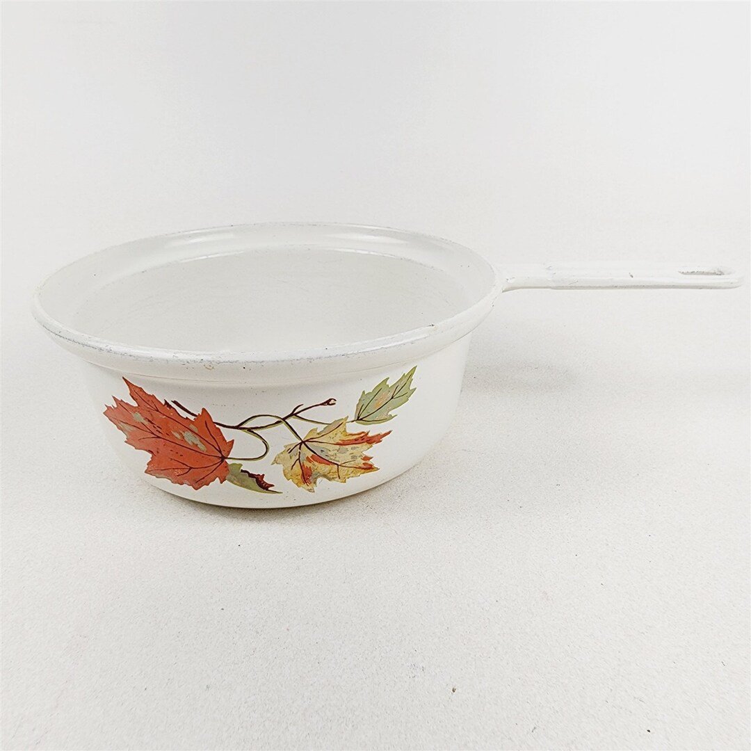 Vintage Descoware Cast Iron Enamel Pot Pan Belgium Maple Leaf - 7" - No ...