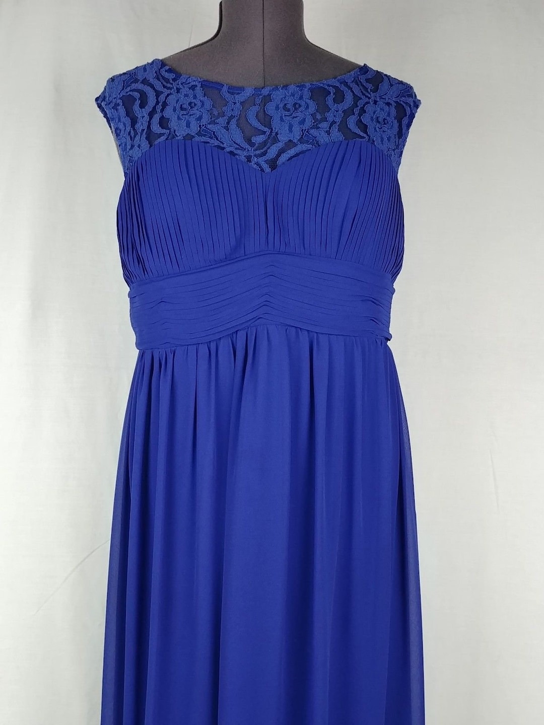 Juno Dress Collection Blue Lace Sleeveless Full Length Dress Womens ...