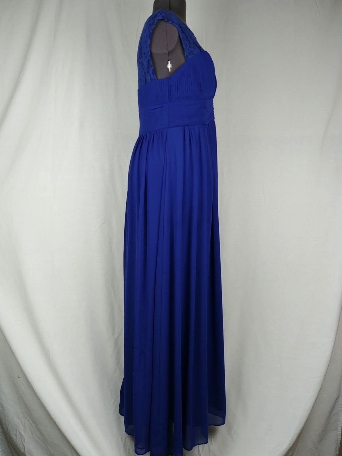 Juno Dress Collection Blue Lace Sleeveless Full Length Dress Womens ...