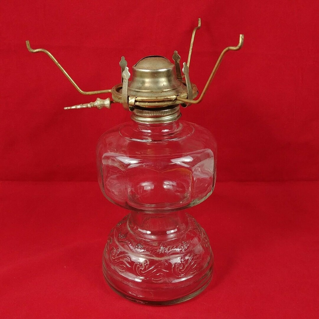 Clear Glass Oil Lamp 1-1/2" Male Pedestal Footed 9" Tall 4-1/2" Base - Etsy