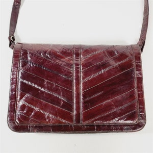 Vintage Brown Leather Eel Skin Handbag Shoulder Bag - Etsy