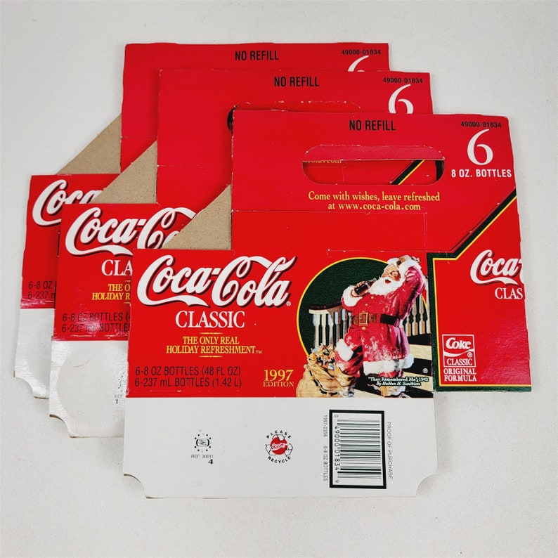 Vintage 1997 Cardboard Coca-cola Classic Bottle Carriers - Etsy
