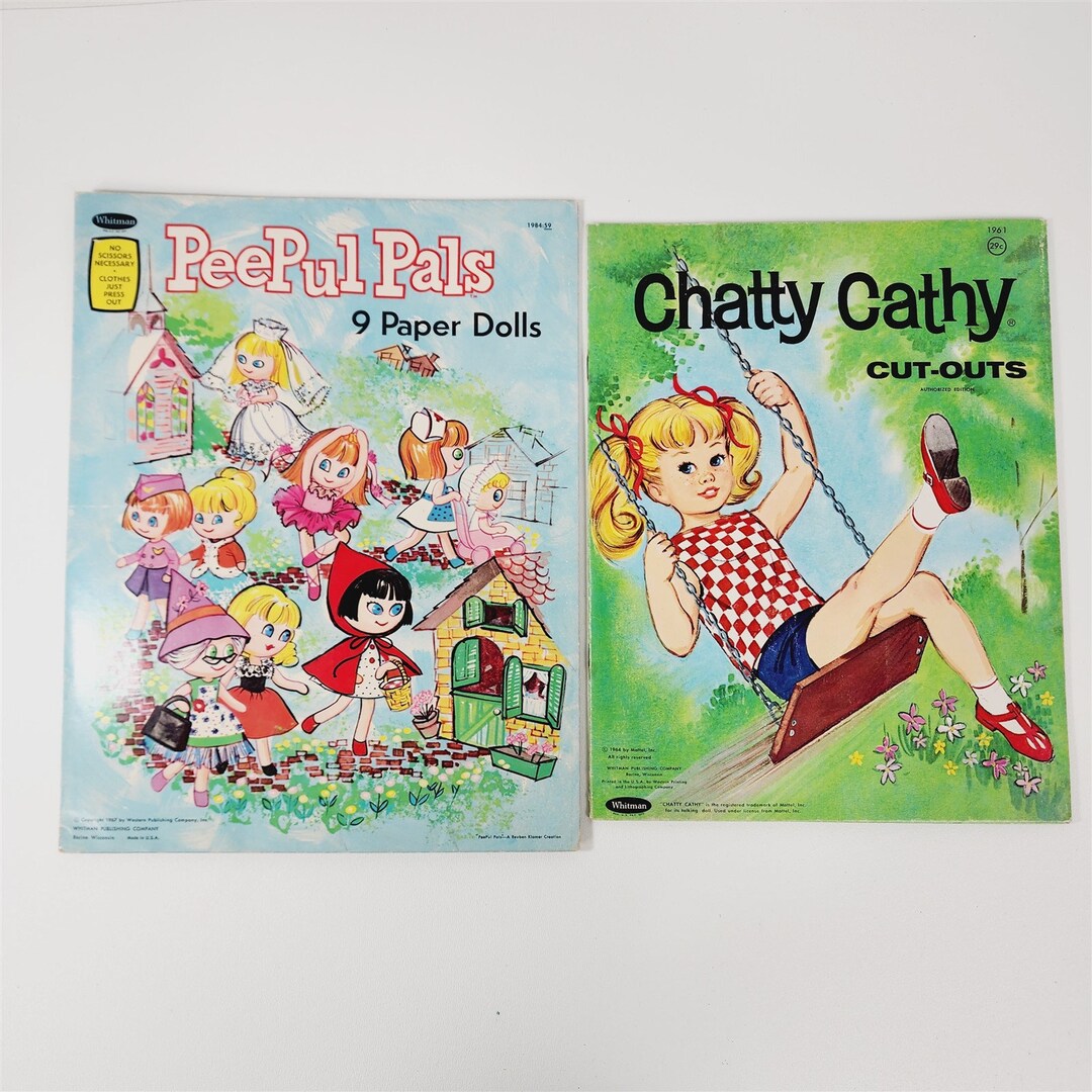 2 Vintage Whitman Paper Dolls 1964 Chatty Cathy & 1967 Peepul Pals - Etsy