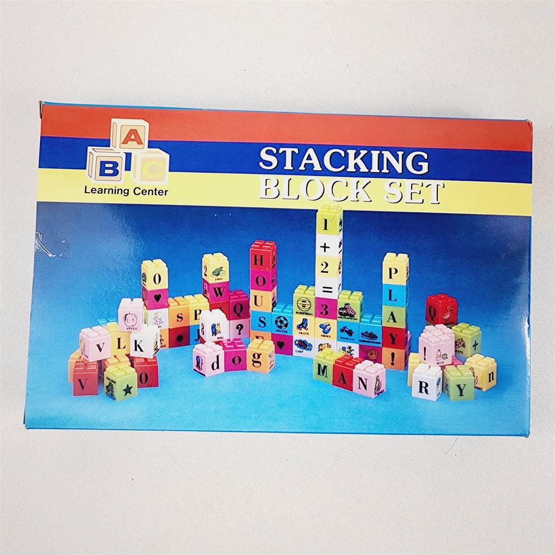 Vintage ABC Learning Center Stacking Block Set 1990s Letters Pictures ...