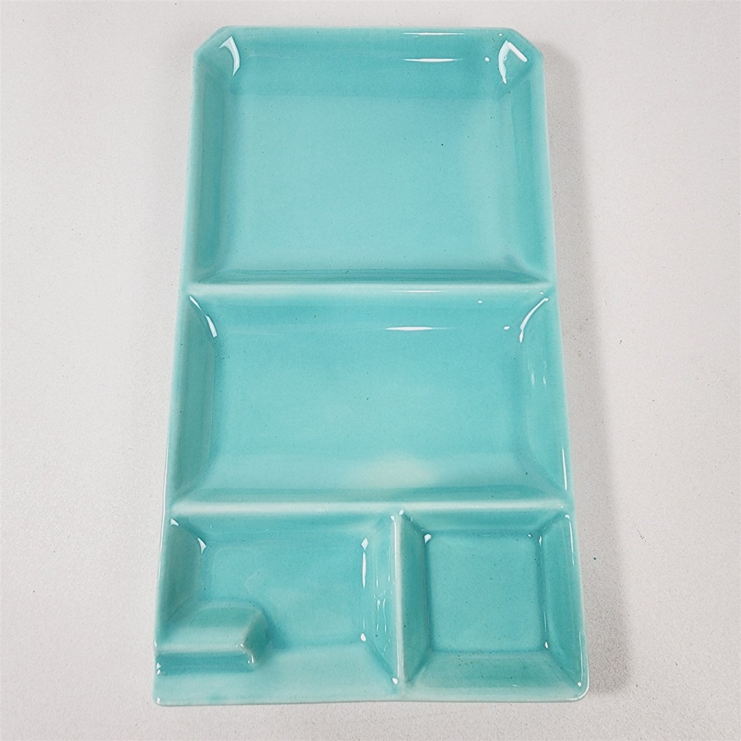 Vintage Turquoise Blue Ceramic Divided Tray Cup Holder Ashtray - Etsy