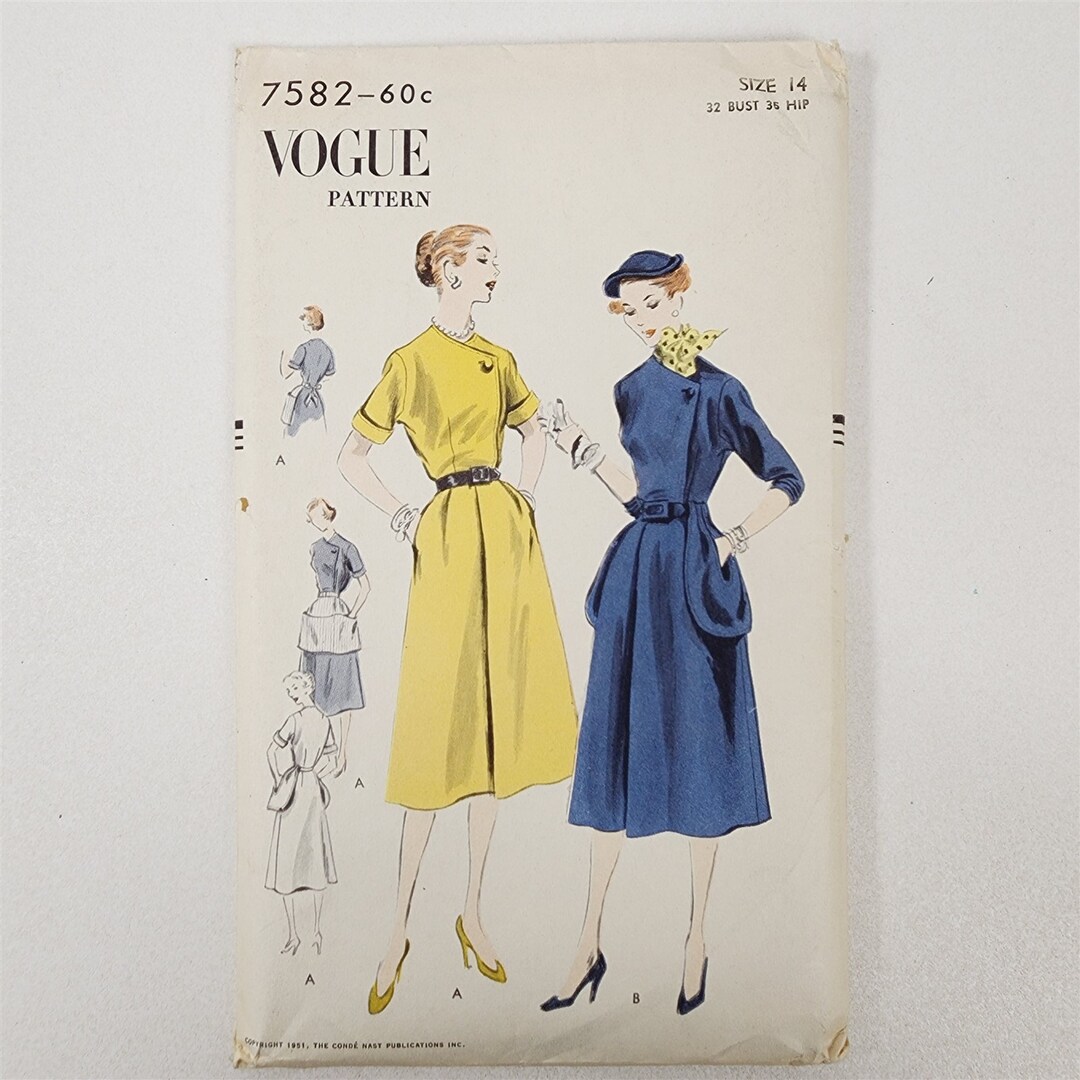 Vintage Vogue Sewing Pattern No. 7582 Womens Wrap Front Dress Apron ...