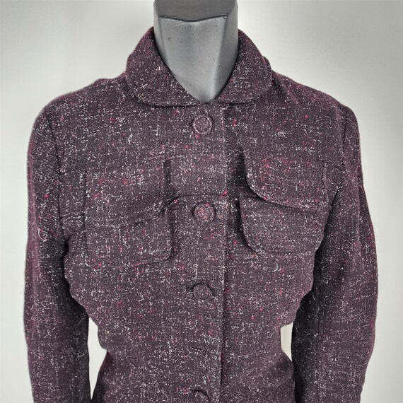 Vintage 1950s/60s Purple Tweed Button Front Lined Jac… - Gem