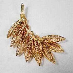 Vintage PIM Piscitelli Gold Tone Filigree Leaf Pin Brooch - Etsy