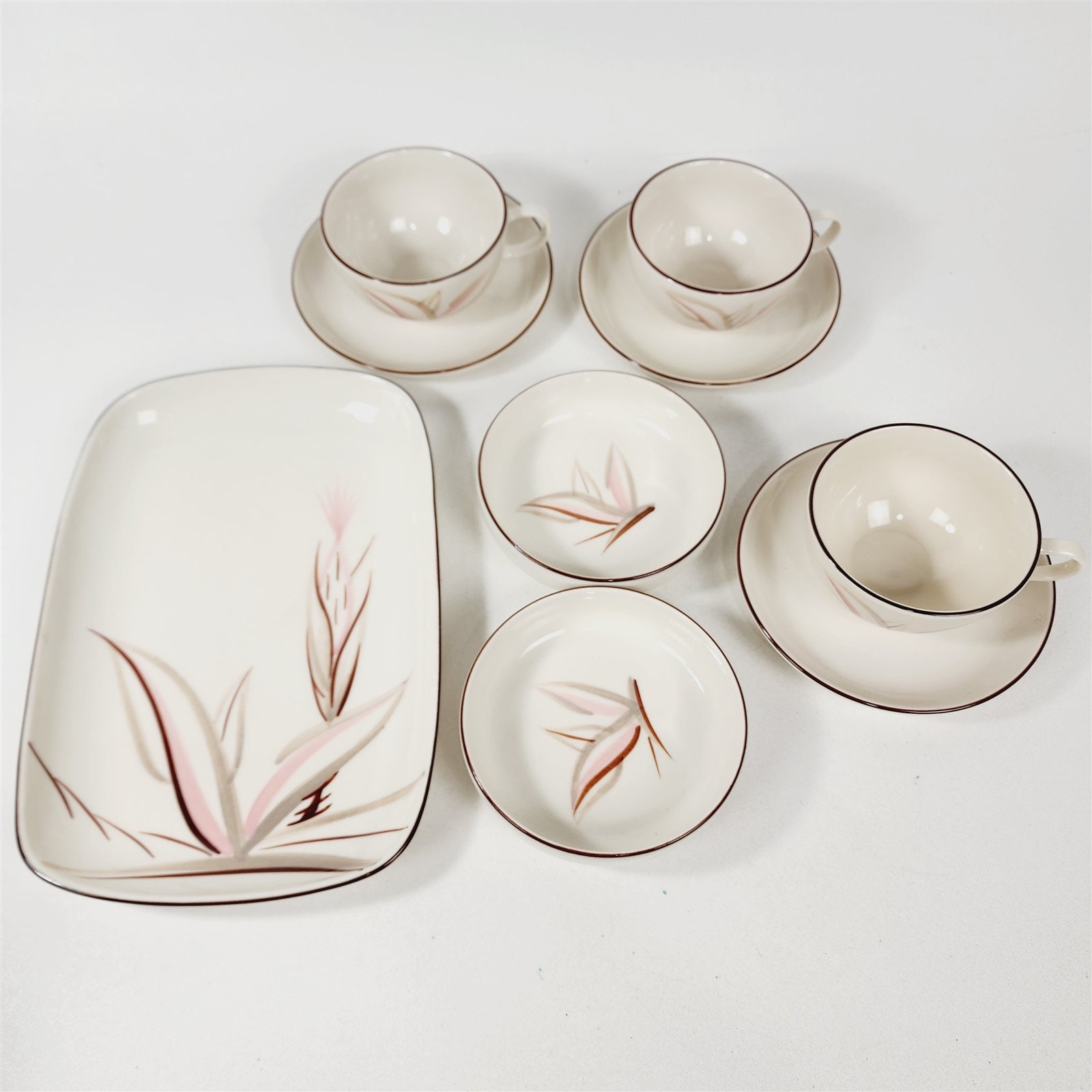 9 Piece Vintage Winfield China Dragon Flower Bowls Platter Tea Cups ...